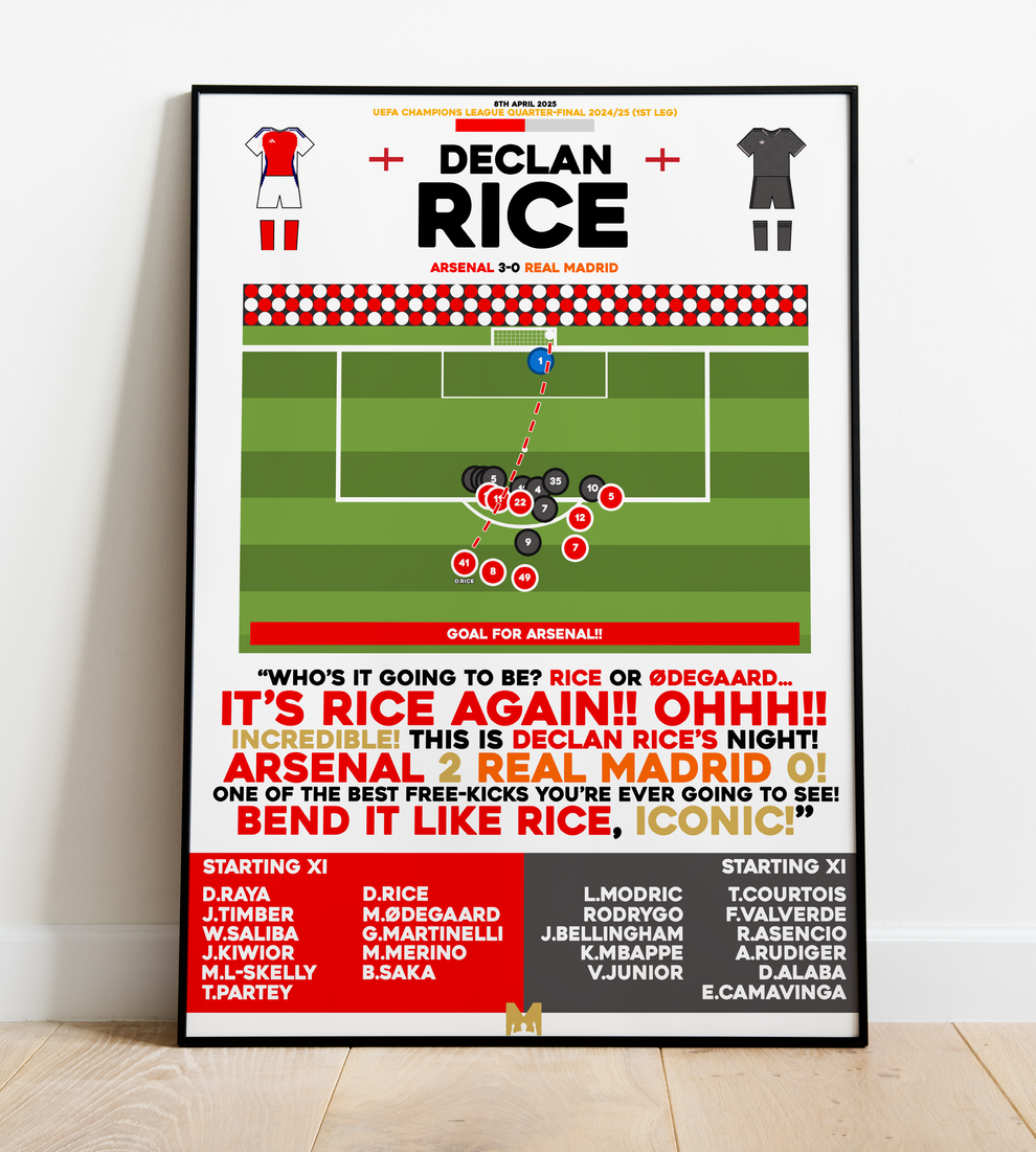 Declan Rice Goal vs Real Madrid - UEFA Champions League 2024/25 - Arse ...